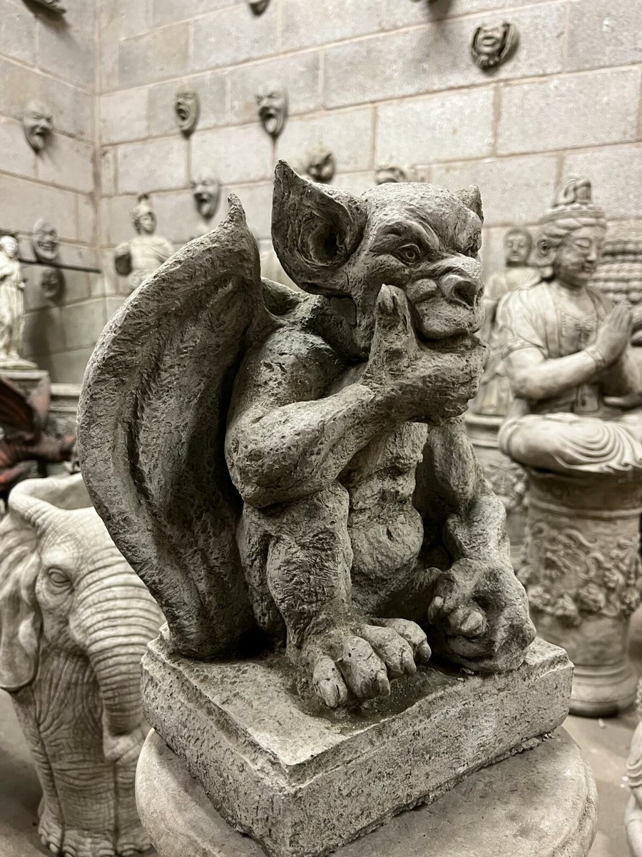 Gothic Gargoyle Statues GARGOYLE CONCRETE STATUE PATINA BLUE STONE