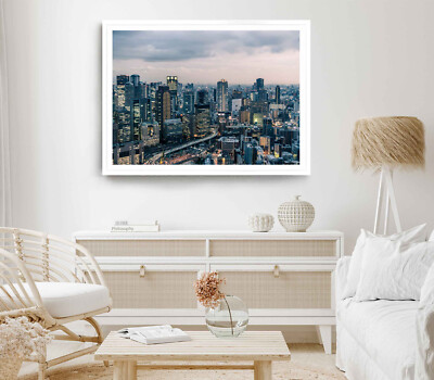 Osaka City View Print, Japan Wall Art, Cloudy Sky Framed Cityscape Wall ...