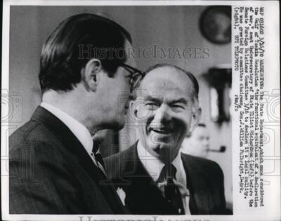 1970 Press Photo Wash DC Under Sec of State Elliot Richardson & Sen Wm ...