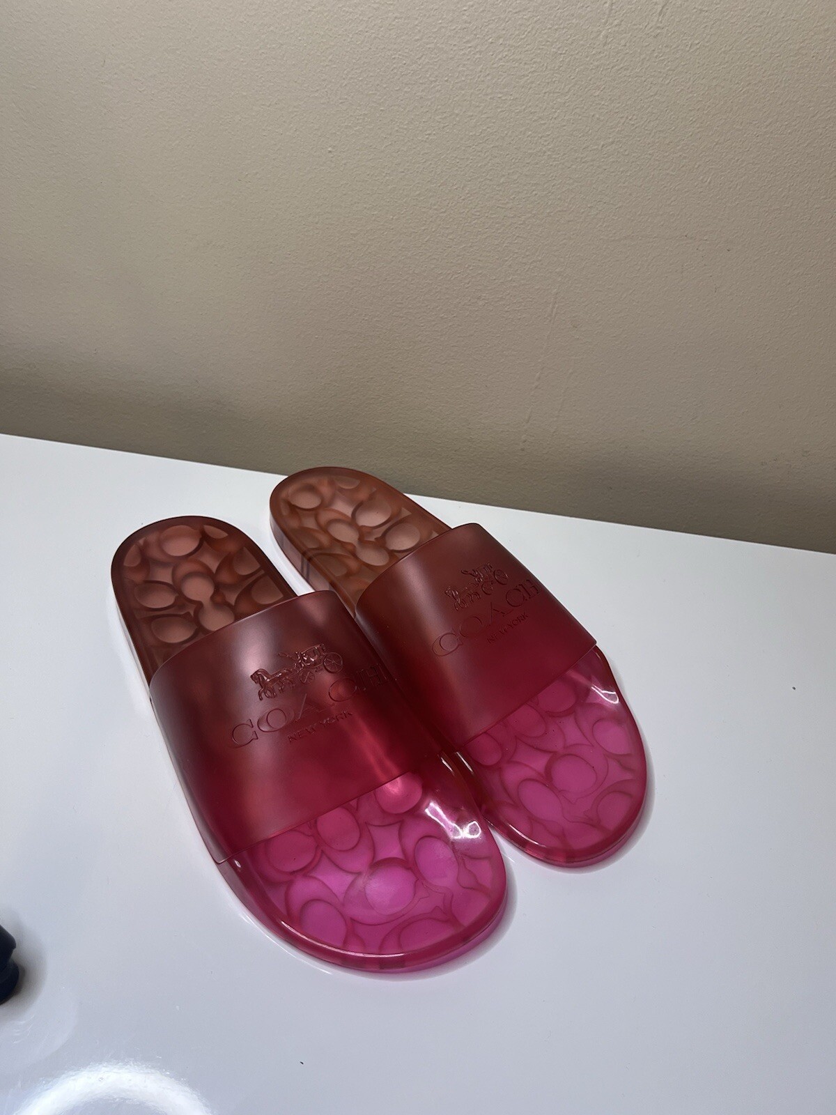 Coach Ulyssa Rubber Jelly Slide On Sandals Pink Size … - Gem