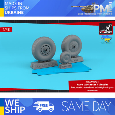 Armory AW48424 1/48 Avro Lancaster / Lincoln wheels late type w ...