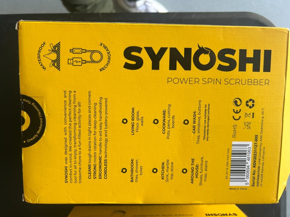 SYNOSHI Rechargeable Electric Power Spin Scrubber Cleaning Brush ...