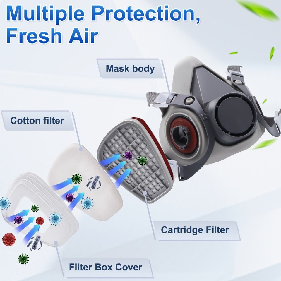 Full face gas mask 6200 respirator reusable safety protection eye ...