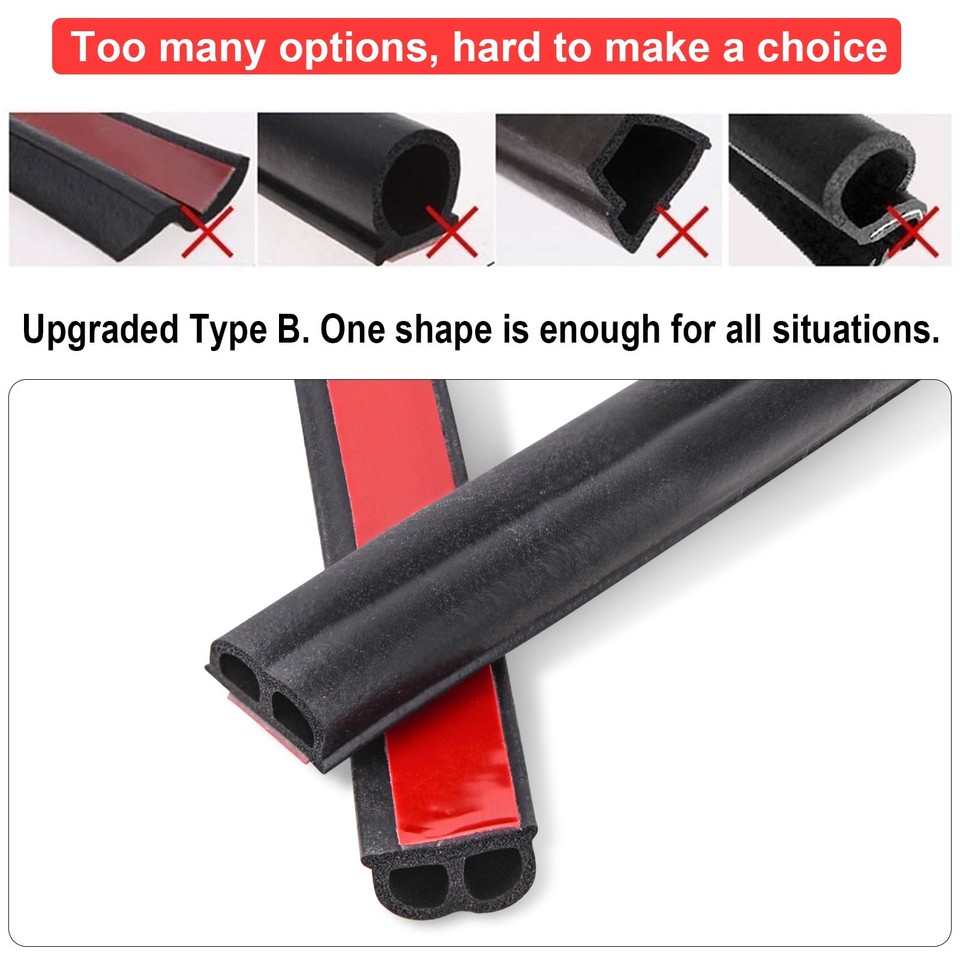 B-Shape Car Door Rubber Seal Strip Self Adhesive 16M Car Door Weather ...