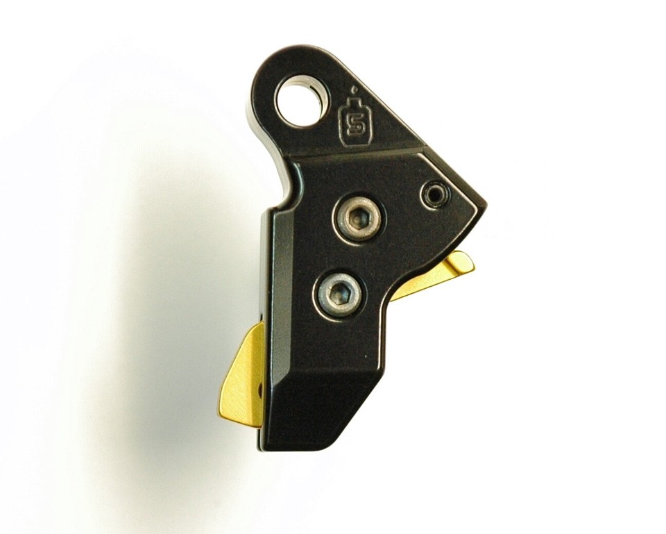 STRYKOUT Gen 3-4 Flat Faced Trigger Shoe Black w/ Gold Safety for Glock ...