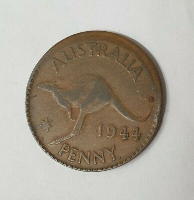 AUSTRALIA 1944 PENNY ERROR MIS-STRIKE OFF CENTRE, BIG LIP" SCARCE. HIGH ...