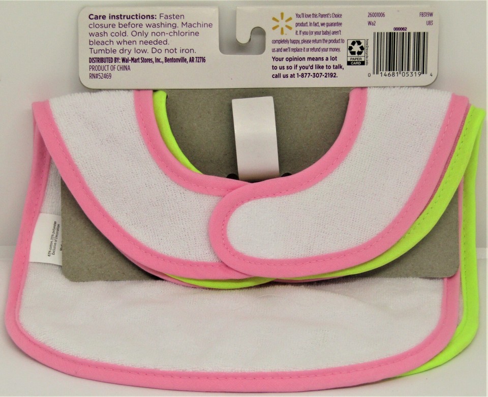 Baby girl infant hook and loop closure bibs. New in the package. | eBay