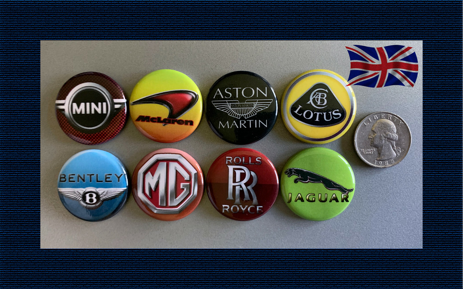 British Car Automobile Emblems Badges Logos 8 Round 1.25" NEODYMIUM ...