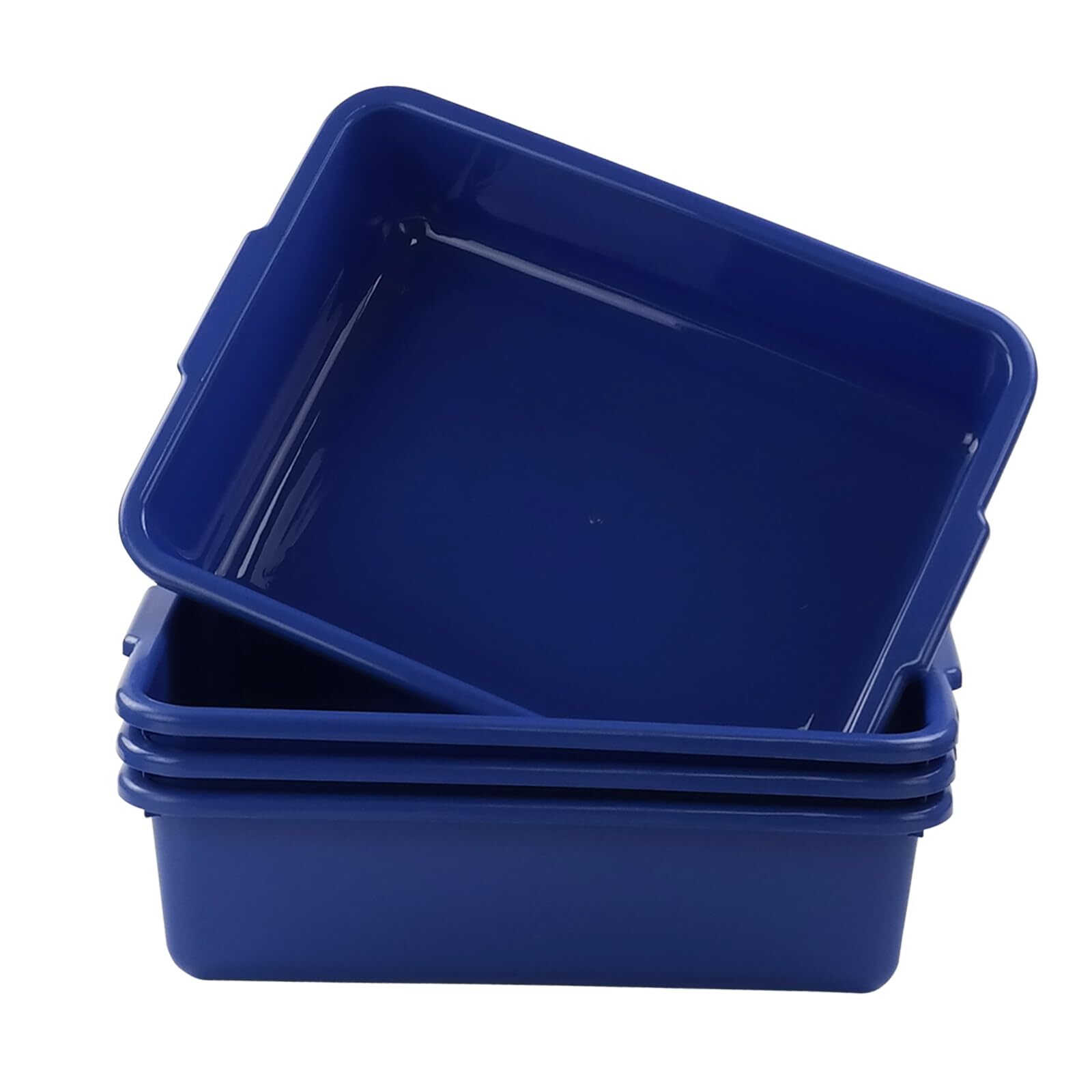 Plastic Rectangle Utility Bus Box Commercial Totes Tubs Blue 4 Packs | eBay