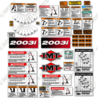 Fits IMT 2003i Decal Kit Boom Truck Full Safety Sticker Set - With ...