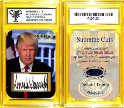 DONALD TRUMP 2016 Facs Autograph SUPREME CUTS DIE-CUT CARD /25 Encased ...