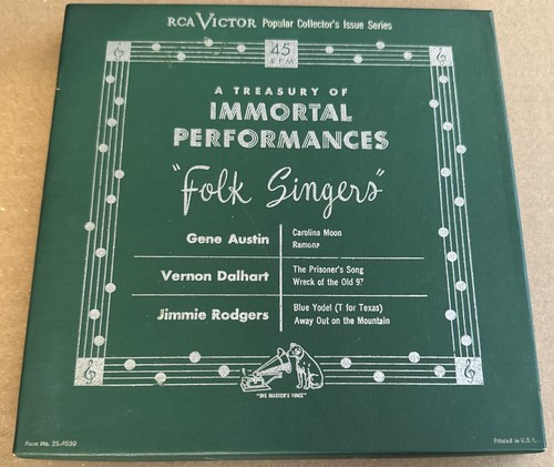 RCA Victor 45 RPM Box Folk Singers Immortal Performances Jimmie Rodgers ...