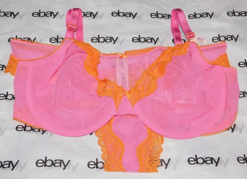 NEW Victoria's Secret Tease Unlined Demi Bra Mesh 38DD & Thong Panty ...