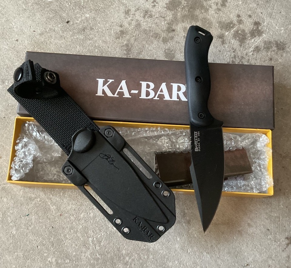 KA-BAR BK18 BECKER HARPOON POINT Fixed Blade Knife 1095 (BLACK) Celcon ...