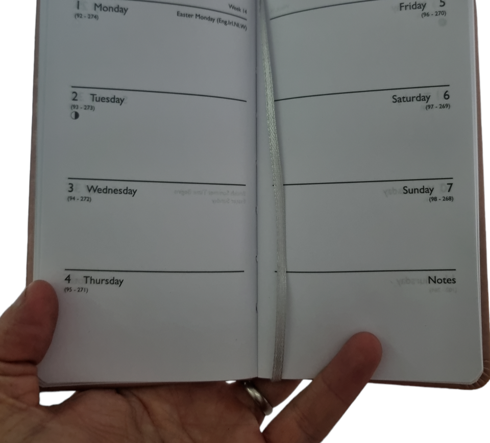 2026 Plain Chino Embossed Diary A7 11cm Week To View Soft Cover Diaries ...