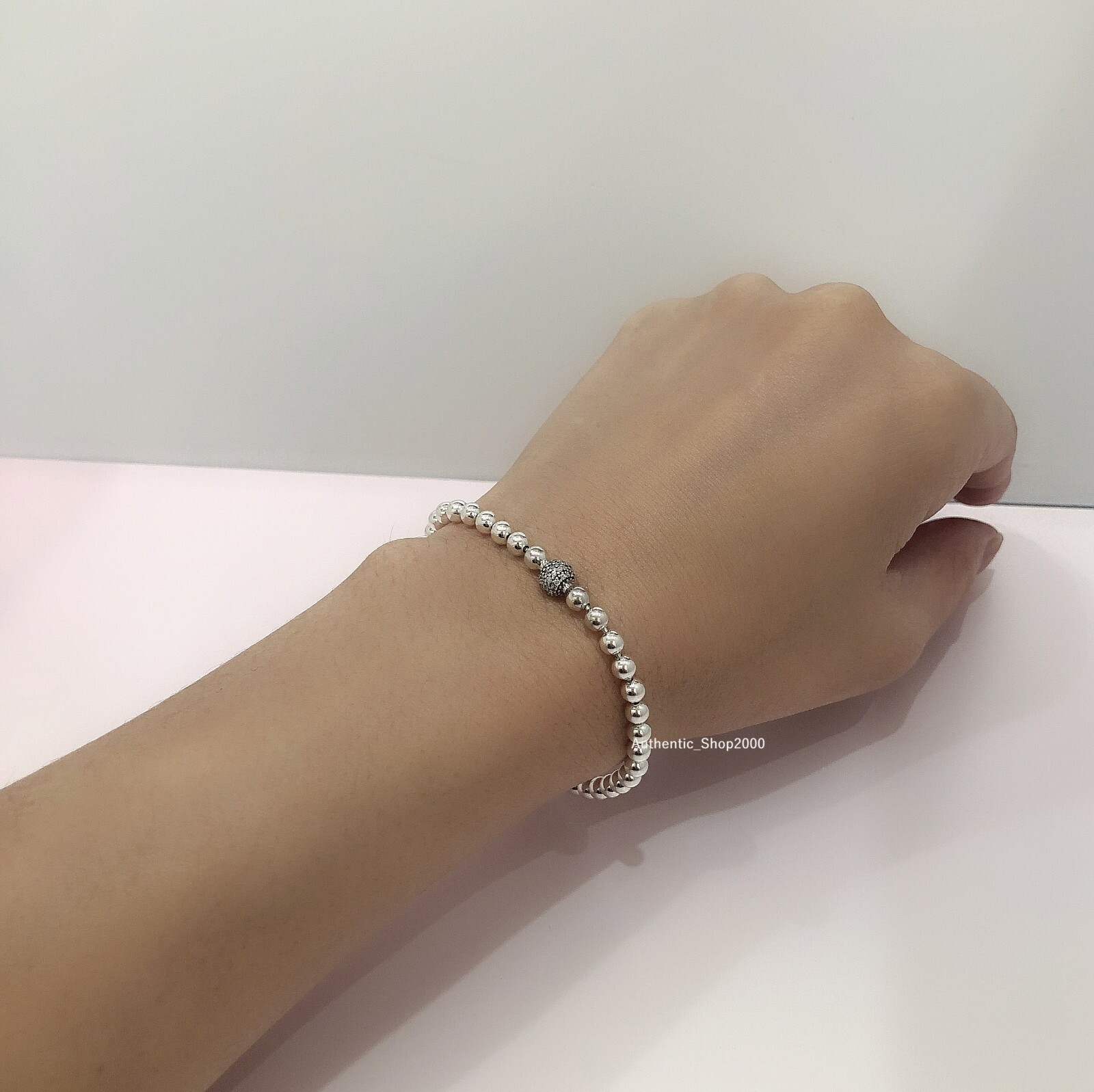 NEW 100% Authentic PANDORA 925 Silver Beads & Pave Clasp Bracelet ...