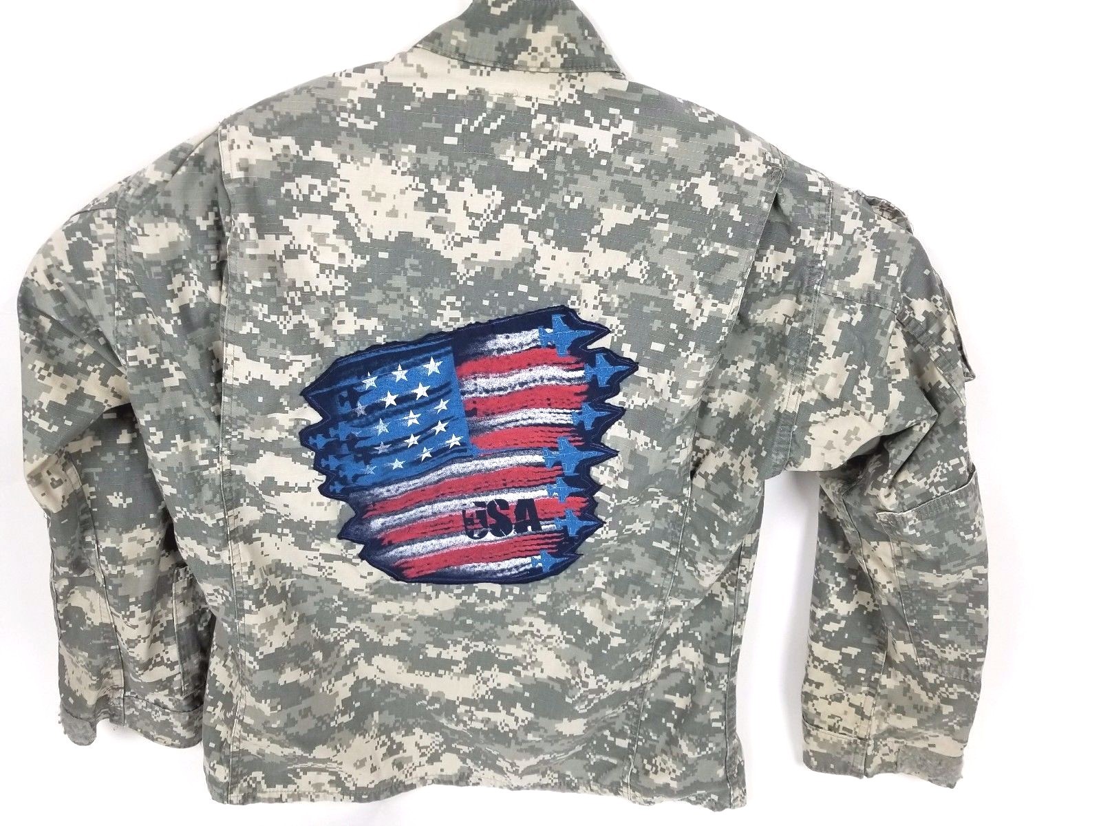 AMERICAN FLAG ARMY JACKET CUSTOM STITCHED COAT ZIPPER… - Gem