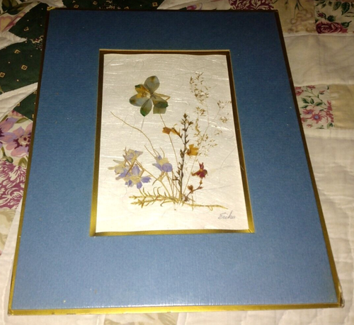 VINTAGE ERICA ORIGINALS EUROPE NATURAL DRIED FLOWER ART MATTED IN ORIG ...