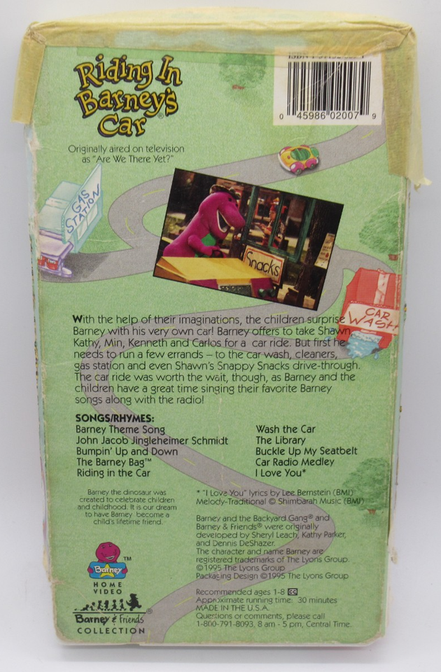 BARNEY & FRIENDS: RIDING IN BARNEY'S CAR VHS VIDEO, CAR WASH CLEANERS ...