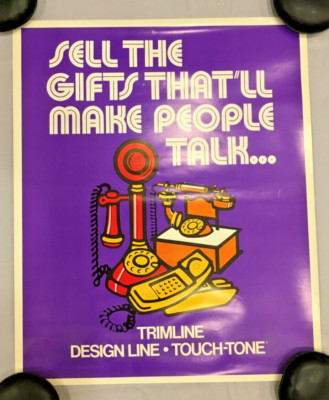 Vintage 1975 Purple Trimline Design Line Touch-Tone Telephone Poster | eBay