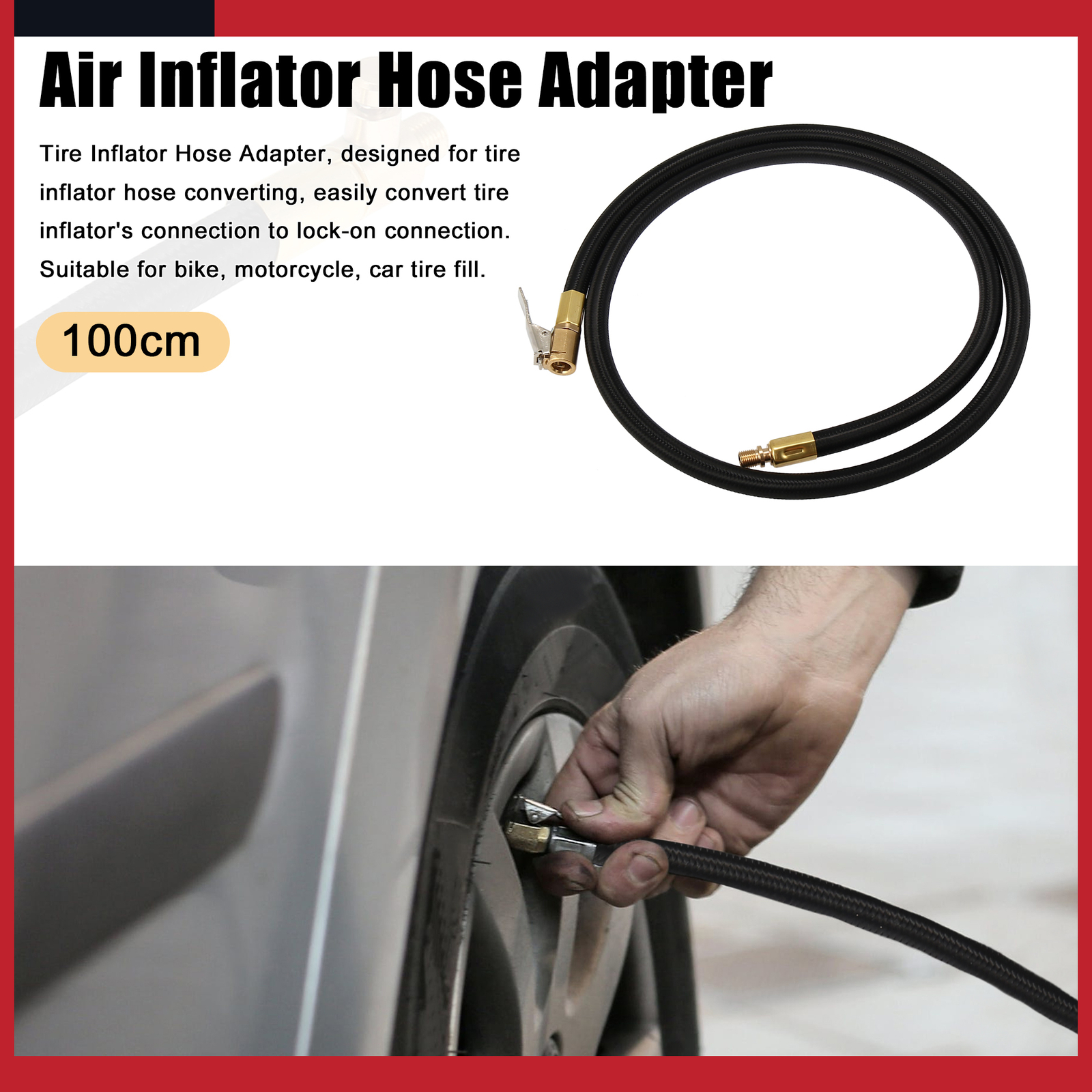 Universal 100cm 39" Tire Valve Connect Pipe Air Chuck Extension Hose ...