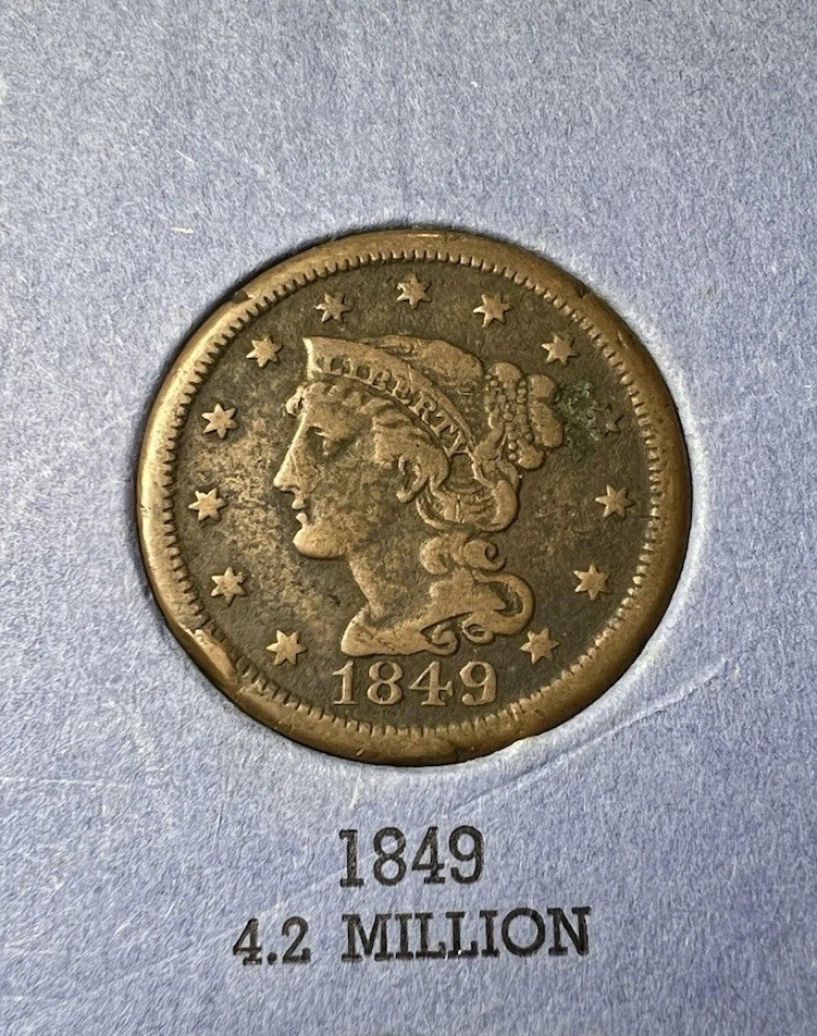 US Large Cents Set 1848–1856 (7 Coins) Nice Details – Book/Holder Worn ...