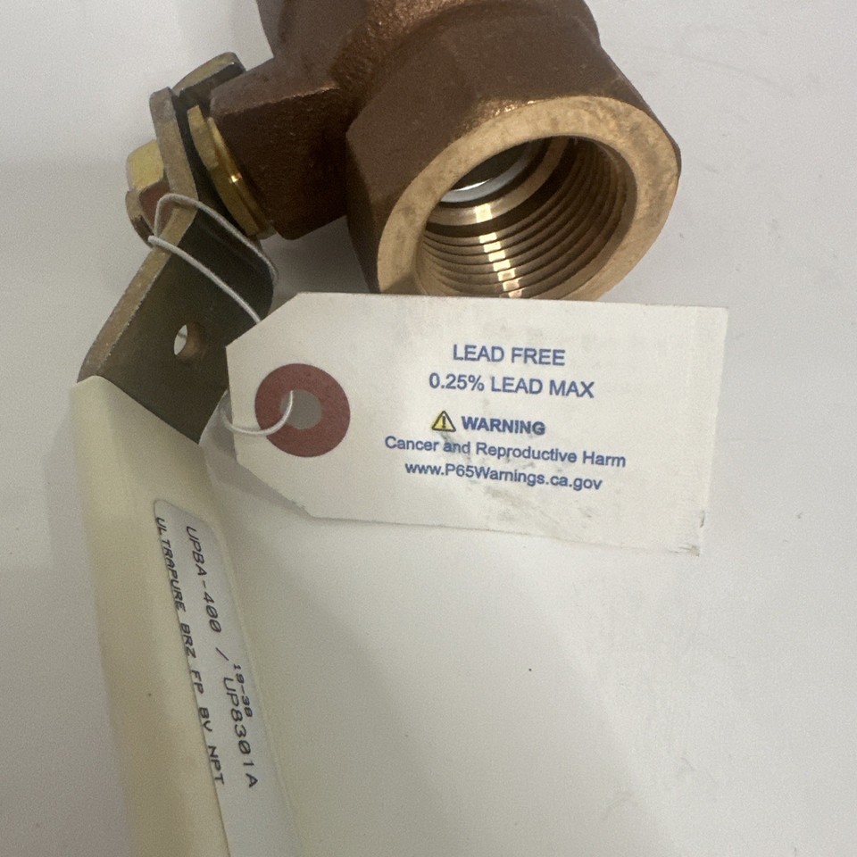 Milwaukee UPBA-400A100 1” Brass Ball Valve NPT Connection 600 WOG ...