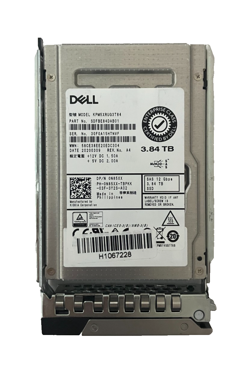 DELL KPM5XRUG3T84 SSD 3.84TB SAS 12Gb/s 2.5" 0N85XX 512 b/s 95% Health ...