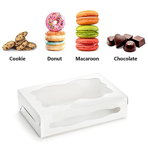 50 Pack White Cookie Boxes For Gift Giving 8"—5.4"—2" Bakery Candy Box ...
