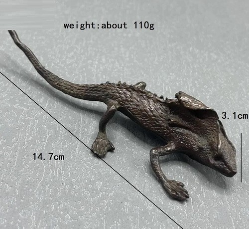Brass Lizard Animal Statue Small Sculpture Tabletop Figurine Home Decor ...