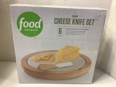 Food Network Oak Cheese Knife Set, 6 Piece With Ceramic Plate | eBay