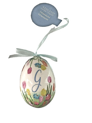 NEW 3" MONOGRAM LETTER G FLORAL EASTER EGG ORNAMENT FREE SHIP | eBay