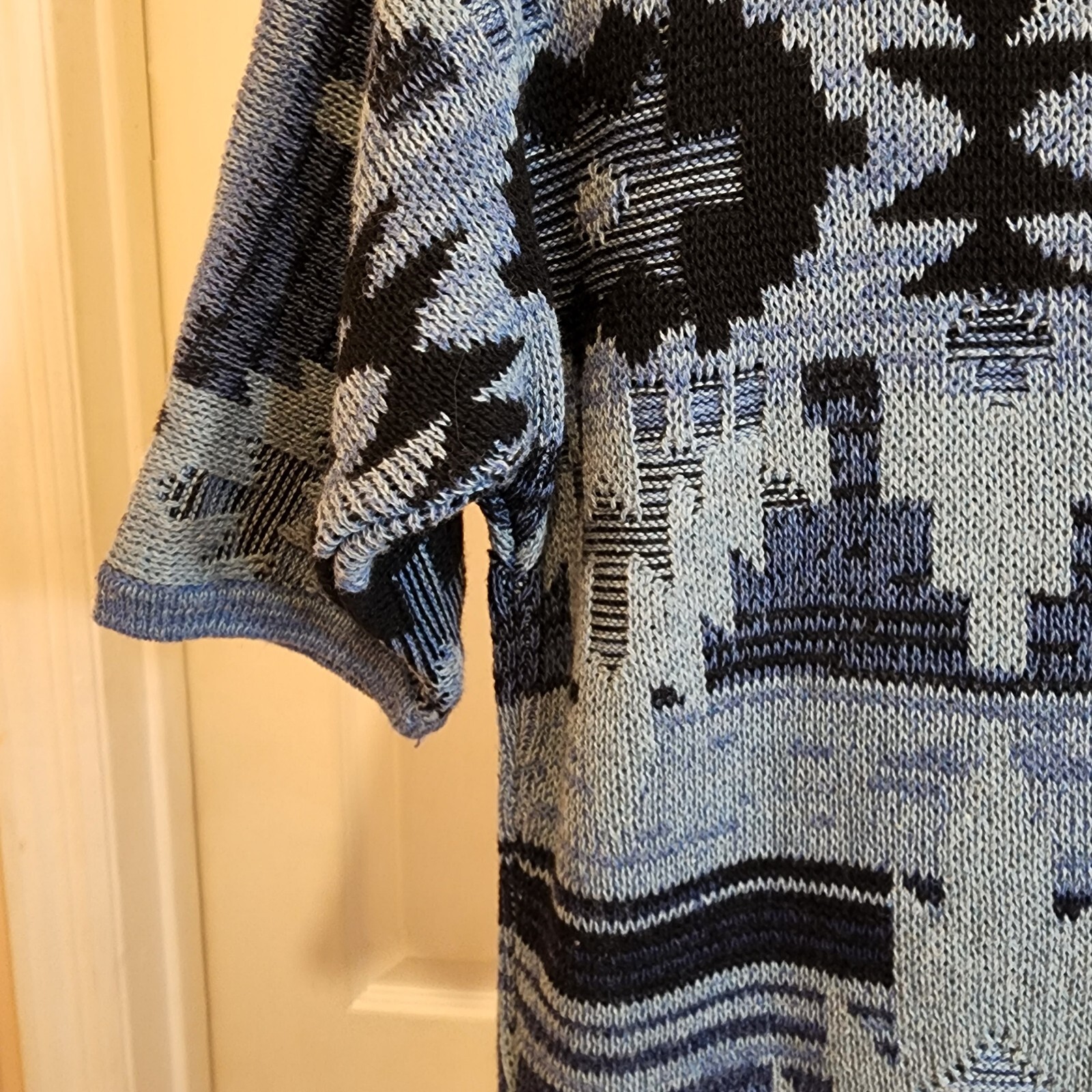 Chap's - Blue On Blue - Geometric/Aztec Design - Pull Over Sweater ...