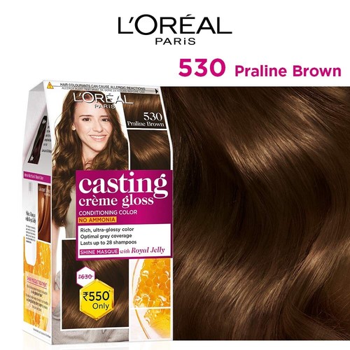 L'Oreal Paris Casting Creme Gloss Hair Color, Praline Brown 530, 87.5g ...