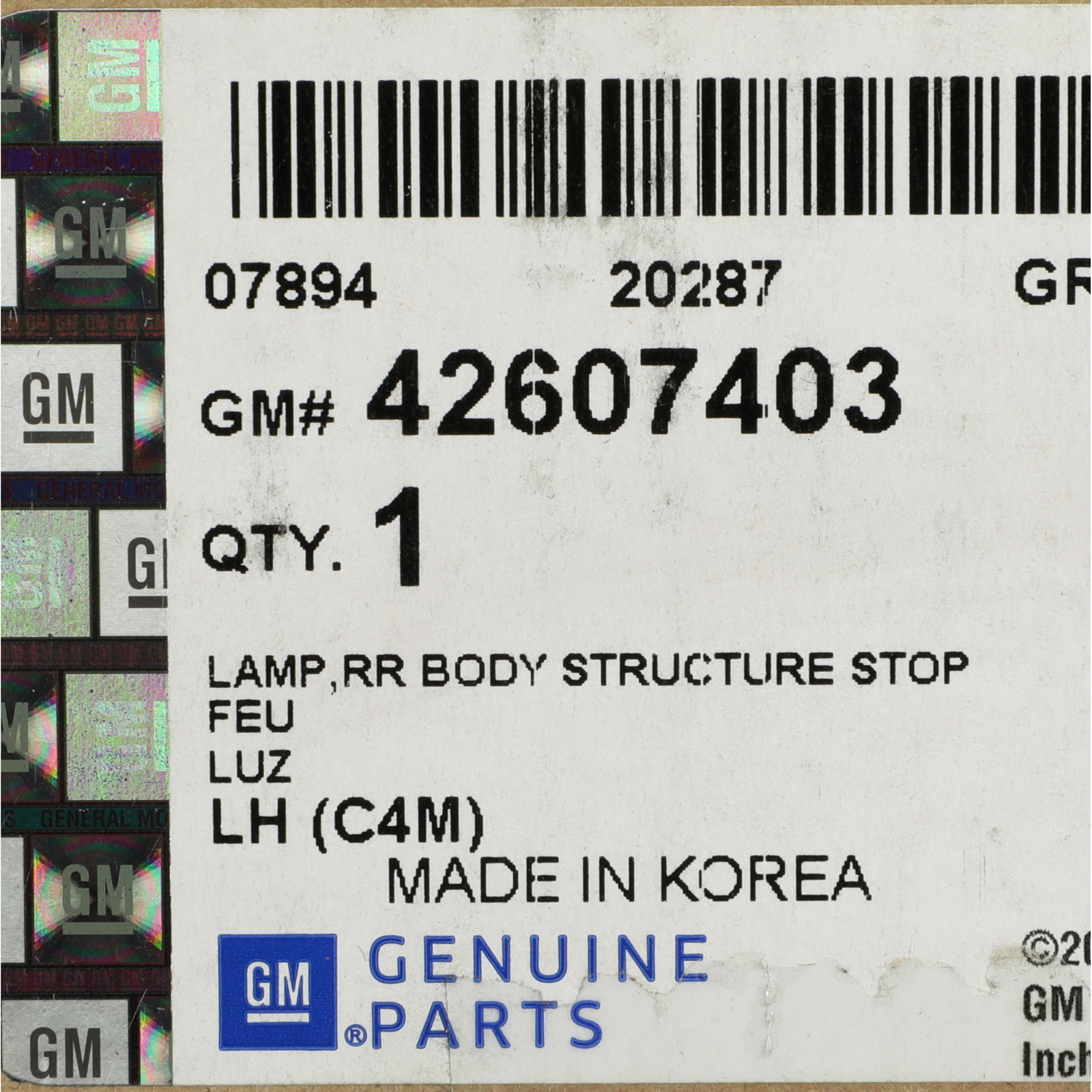 OEM NEW 2016-2022 Chevrolet Spark Tail Light Lamp Assembly Driver Side ...