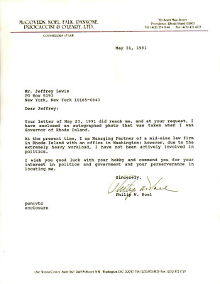 PHILIP NOEL - Governor of Rhode Island (73-77) - Autograph Letter | eBay UK