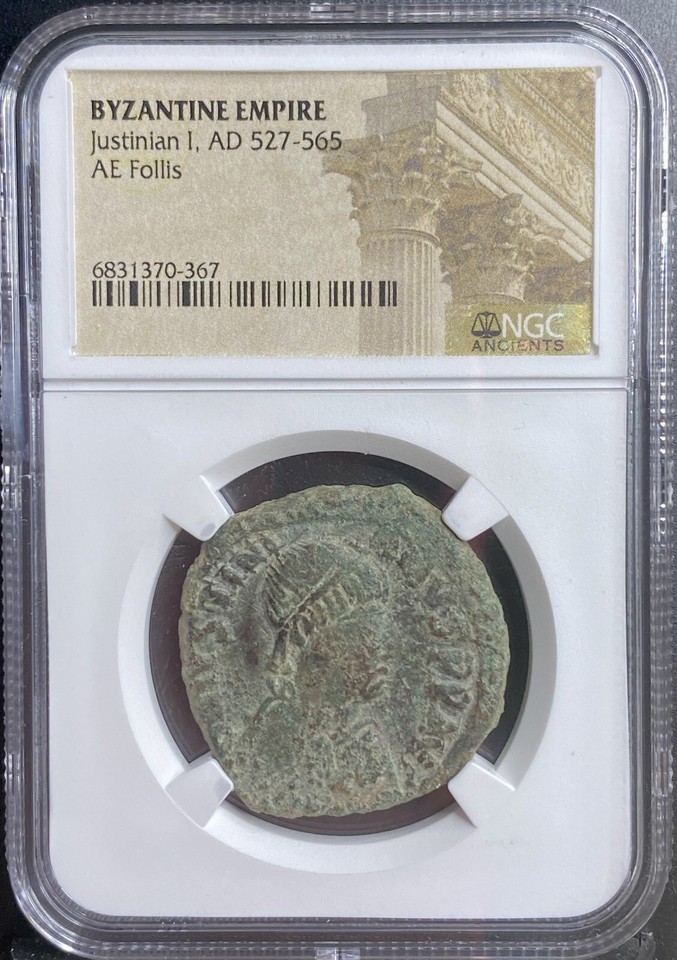 Large Byzantine Coin 527-565 AD Justinian I NGC Certified Ancient ...