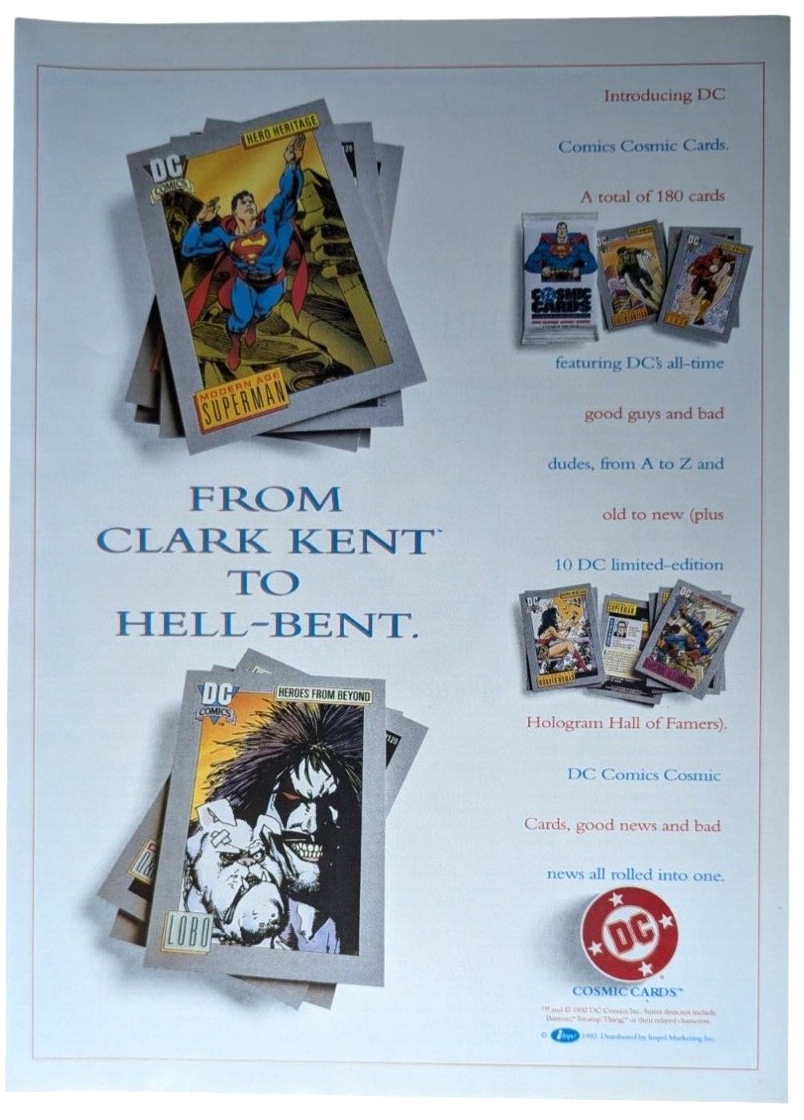 1992 DC Comics Cosmic Trade Cards Superman Original PRINT AD ~8x11" | eBay