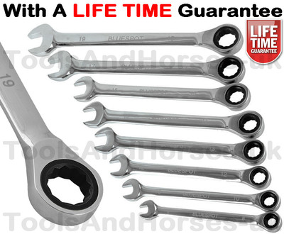8pc Long Reach Ratchet Spanner Set 8 - 19mm Combination Ratchet Wrench ...