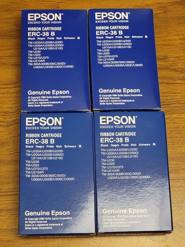 4 PACK - Epson ERC-38 B - BLACK Ribbon Cartridge Genuine OEM - NEW ...