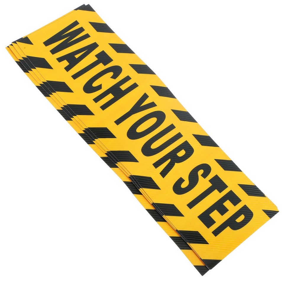 4 Pcs Caution Watch Your Step Signs Floor Sticker Black Yellow Anti ...