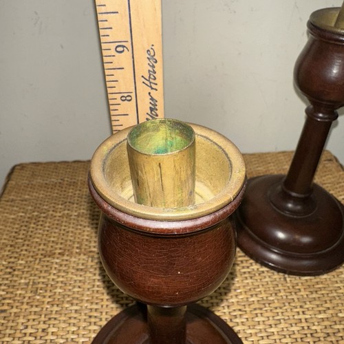 Vintage Antique Hand Turned Walnut English Wood Acorn Shape Candlestick ...
