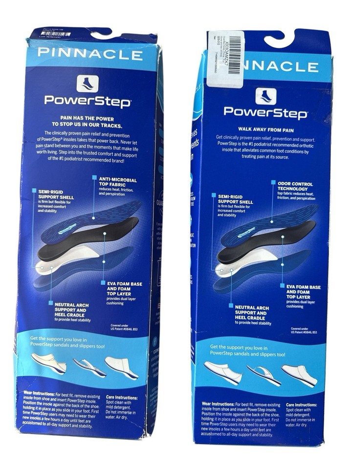 Powerstep Pinnacle Full Length Orthotic Insoles Arch Heel Support Shoe ...