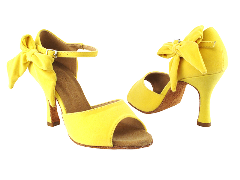 Velvet Bow! Salsa Very Fine Dance Shoes Green, Yellow, Peach, Black ...