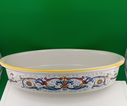 Vintage Deruta Ceramiche Oval Casserole Dish Hand-Painted Scroll Design ...