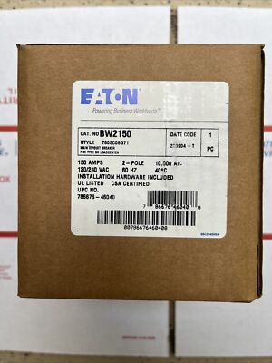 Eaton BW2150 150A Main Circuit Breaker Plug-On Mount Type Main Breaker ...
