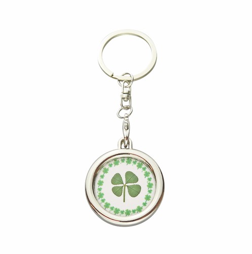Lucky Real Four Leaf Clover Circle Good Luck Keyring with Certificate ...