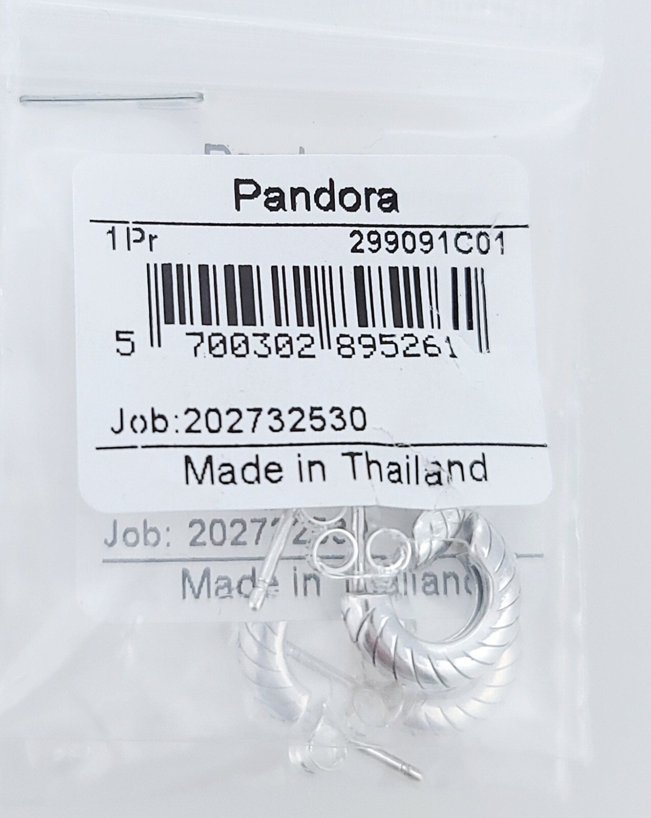 New Authentic PANDORA 925 Ale Pavé Snake Chain Pattern Hoop Earrings ...