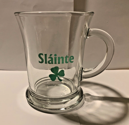 Slainte Shamrock Clear Glass Mug w/ Handle Irish Coffee Beer St ...