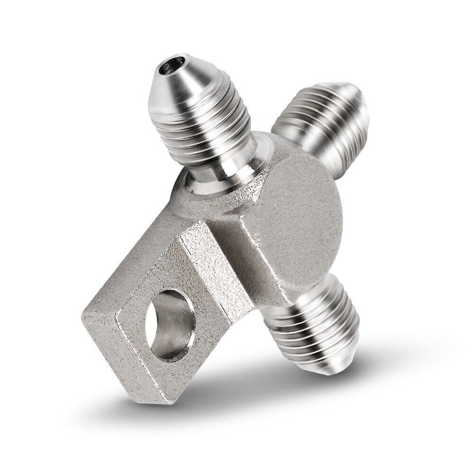 3AN AN-3 Stainless Steel AN3 3-Way Male Brake Hose Fitting Tee Adapter ...